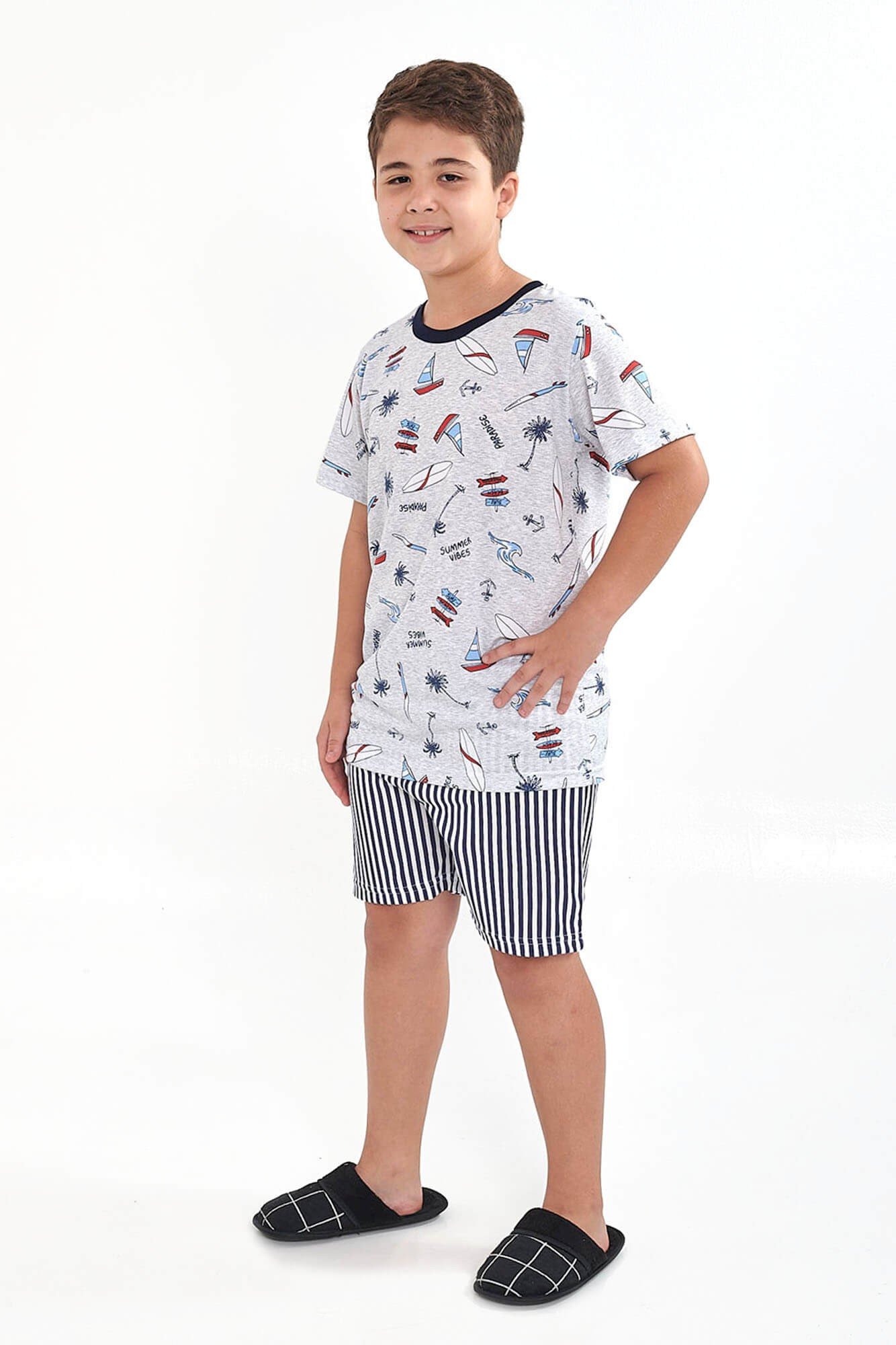 Pijama Infantil Masculino Curto - Estampa Summer Vibes